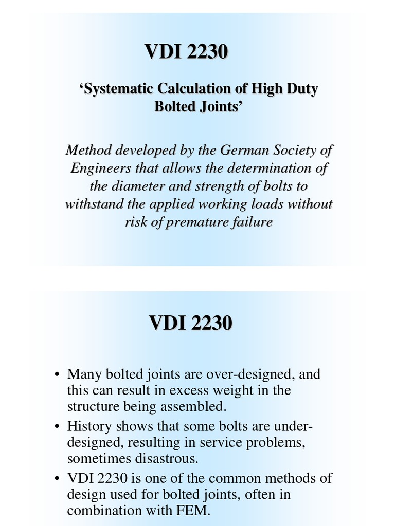 Norma VDI 2230 Estimación Tornillos (Inglés) | PDF | Applied And ...