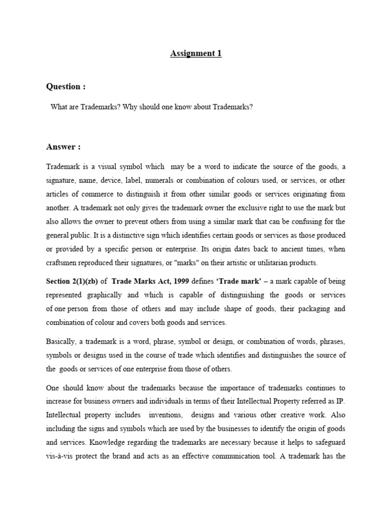Internship Assignments 1 - 5 | Download Free PDF | Lawsuit | Trademark