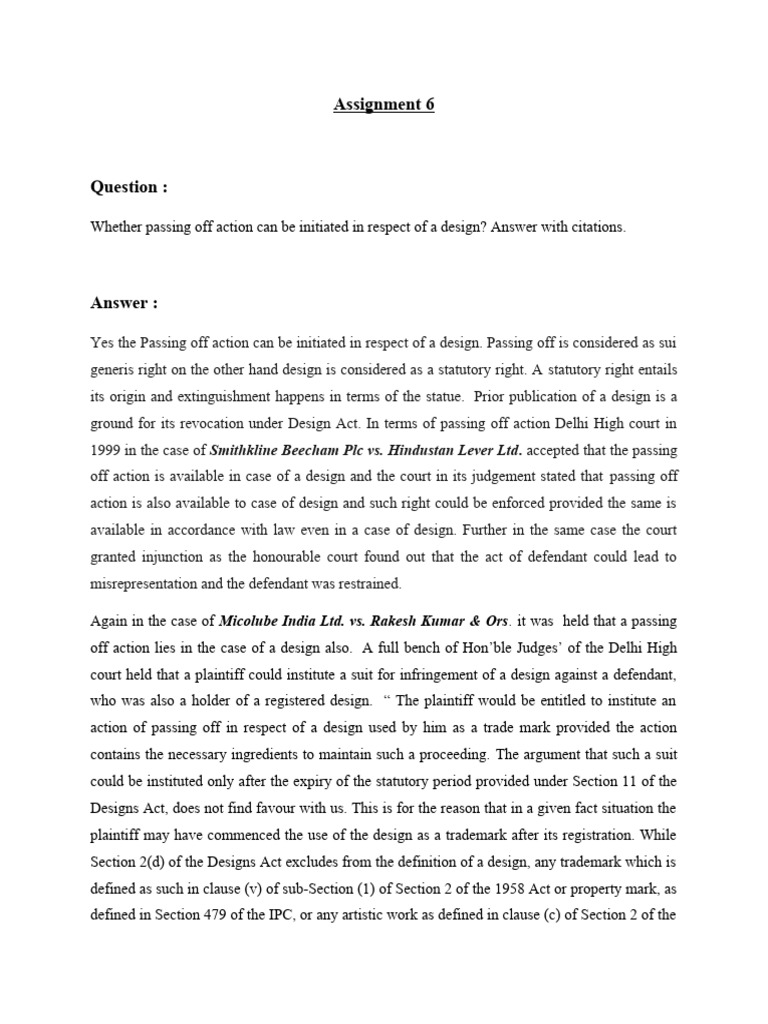 Internship Assignments 6 - 15 | PDF | Trademark | Lawsuit