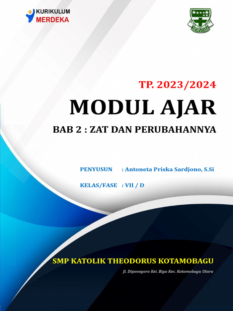 Modul Ajar Kls 7 Sem 1 - 2. Zat Dan Perubahannya | PDF