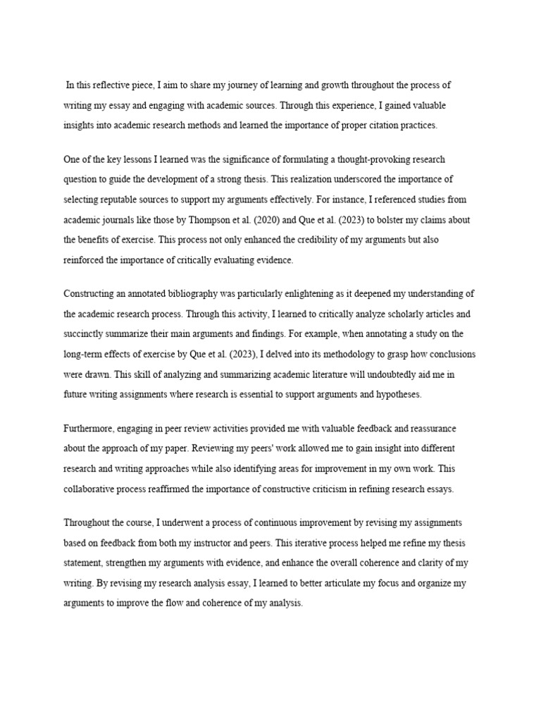 reflection essay 3 explanation | PDF | Essays | Methodology