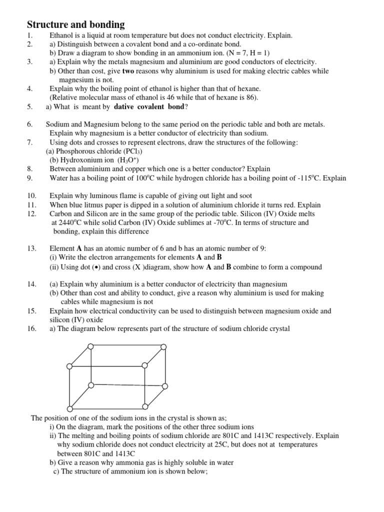 Structure and Bonding Q | PDF | Chemical Bond | Chemical Compounds