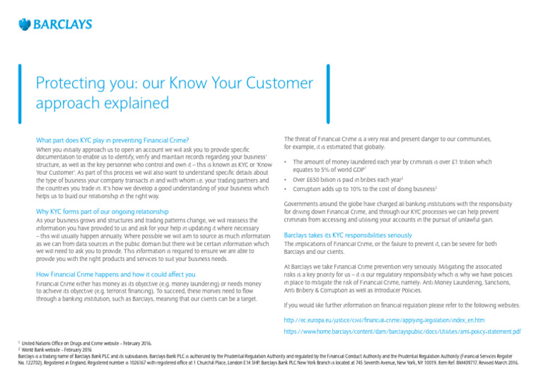 Barclays KYC Protecting-You | PDF | Barclays | Information