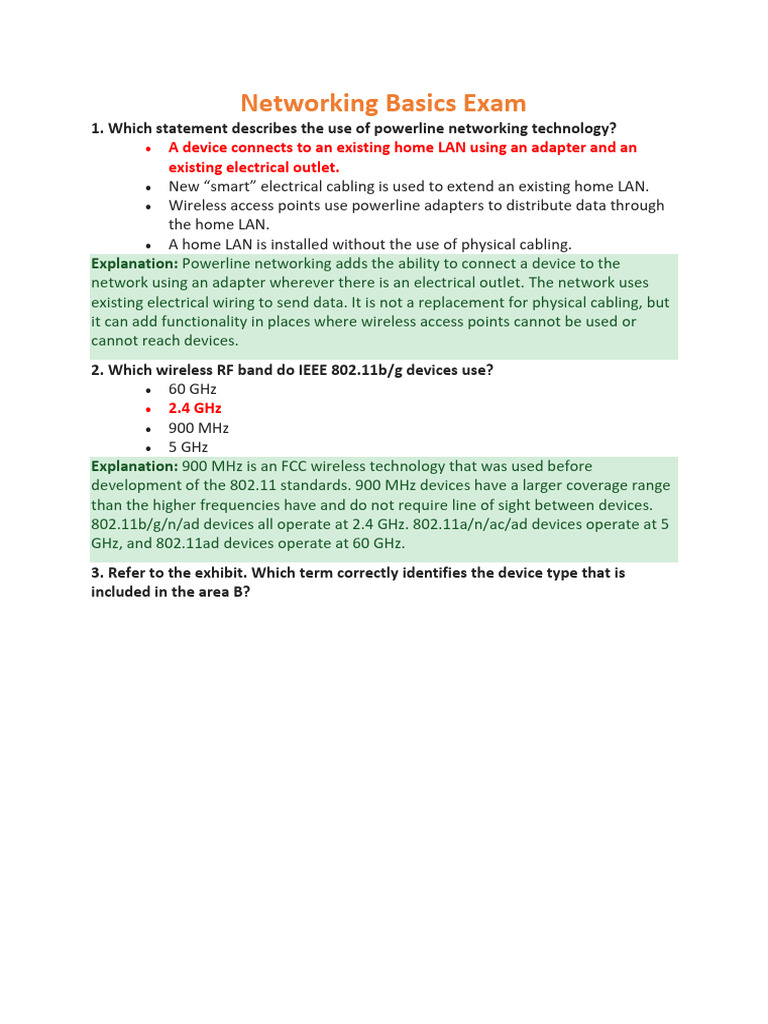 Networking Basics Exam | PDF | Ip Address | Computer Network