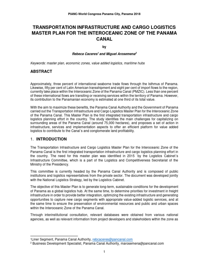 TRANSPORTATION INFRASTRUCTURE AND CARGO LOGISTICS master plan for the ...