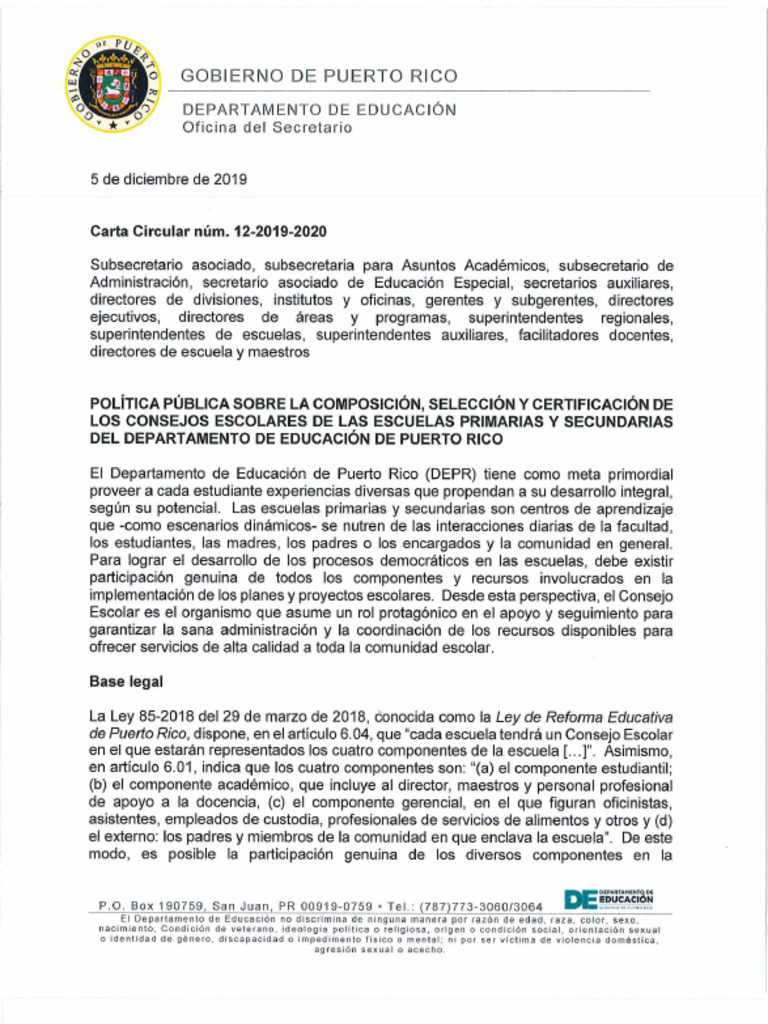 Carta Circular 12 2019 2020 Firmada | PDF