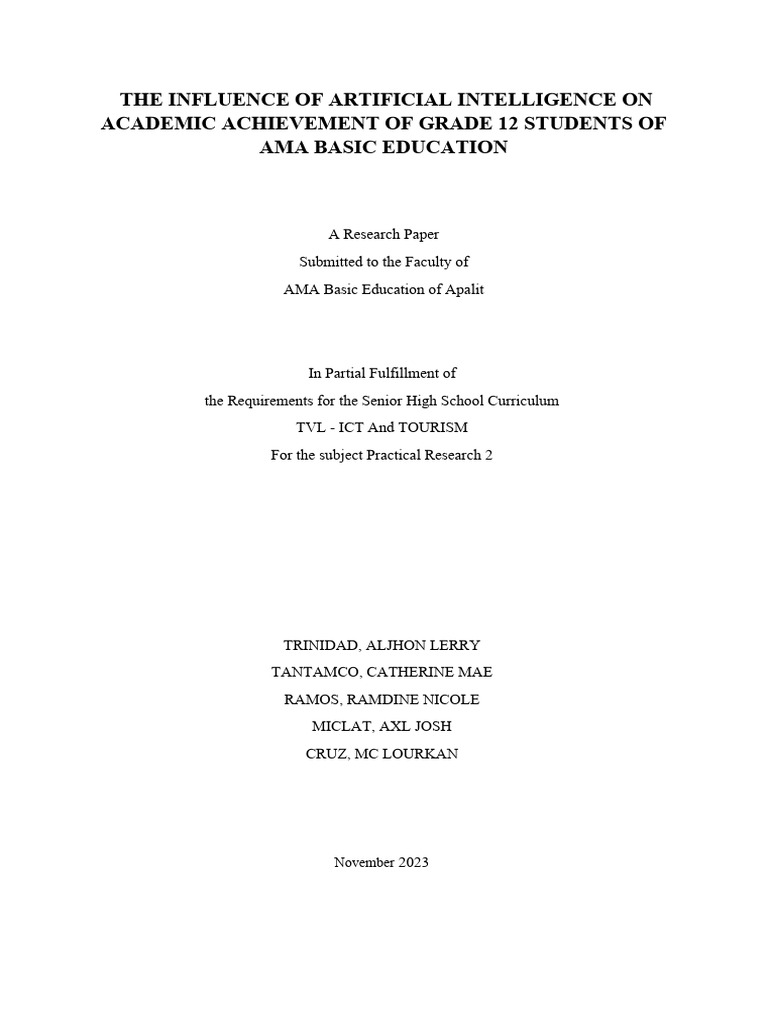 AI's Impact on Grade 12 Academic Performance | PDF | Intelligence (AI ...