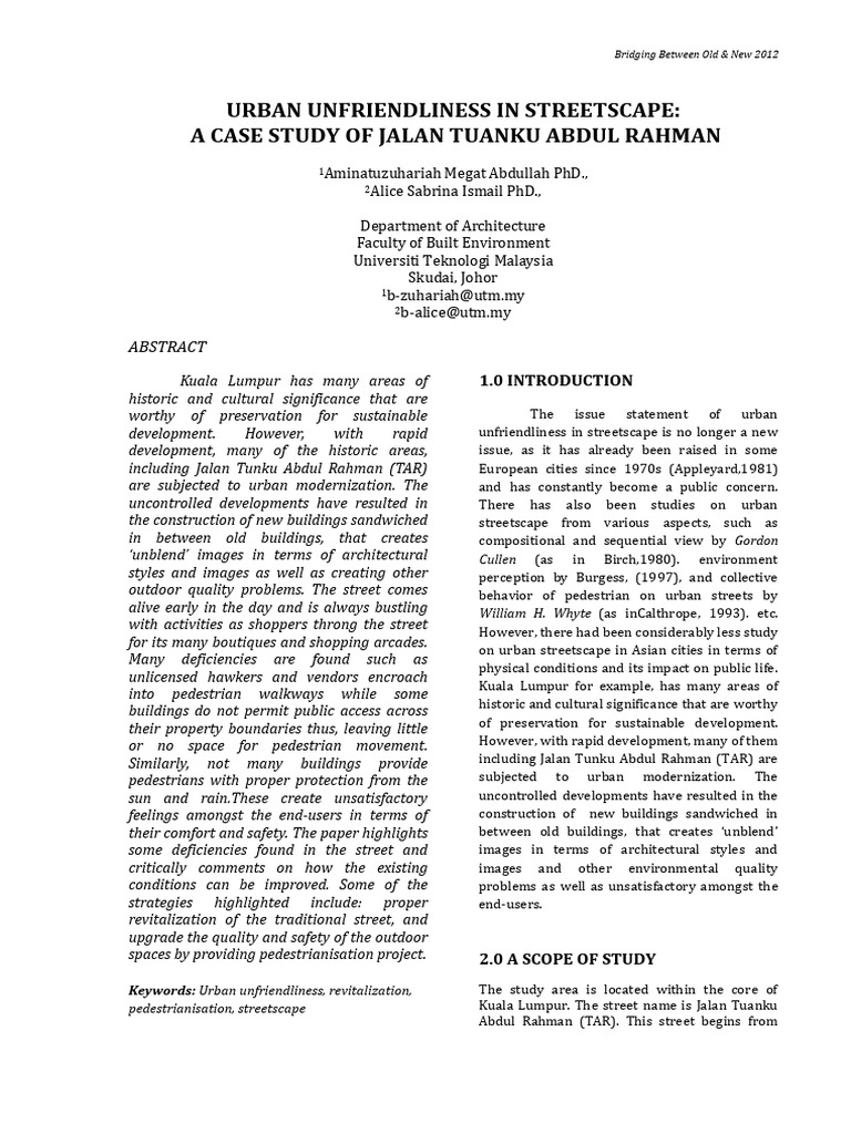 Urban Unfriendliness in Streetscape | PDF | Street | Land Transport