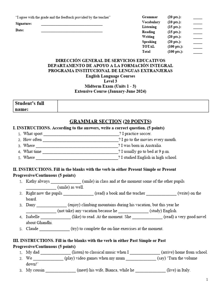 Extensive Courses (Jan-June 2024) - Midterm Exam | PDF | Linguistics