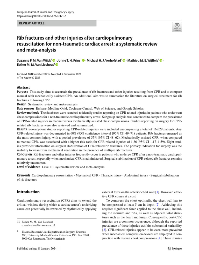 Rib Fractures and Other Injuries After Cardiopulmonary Resuscitation ...