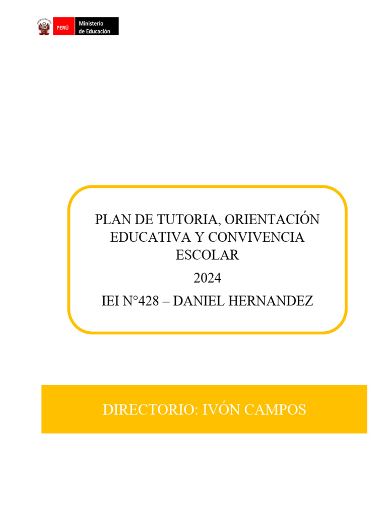 Plan de Tutoria Ok | PDF | Maestros | Educación de la primera infancia