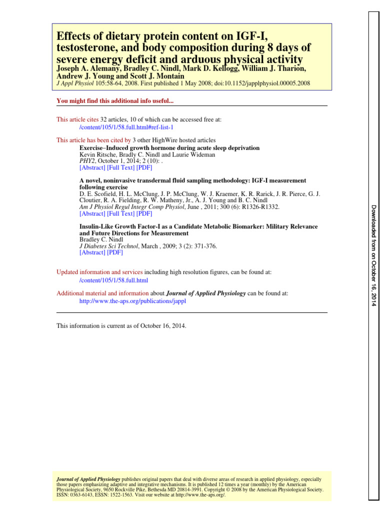Effects of Dietary Protein Content On IGF-I, Testosterone, and Body ...