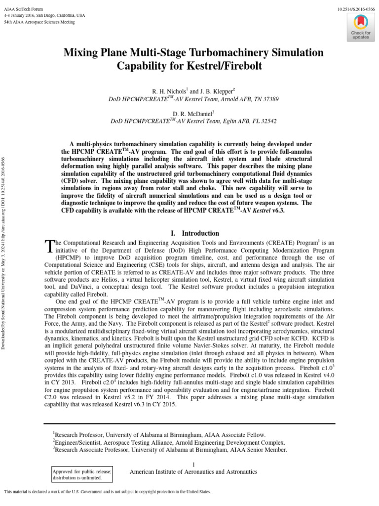 Nichols Et Al 2016 Mixing Plane Multi Stage Turbomachinery Simulation ...