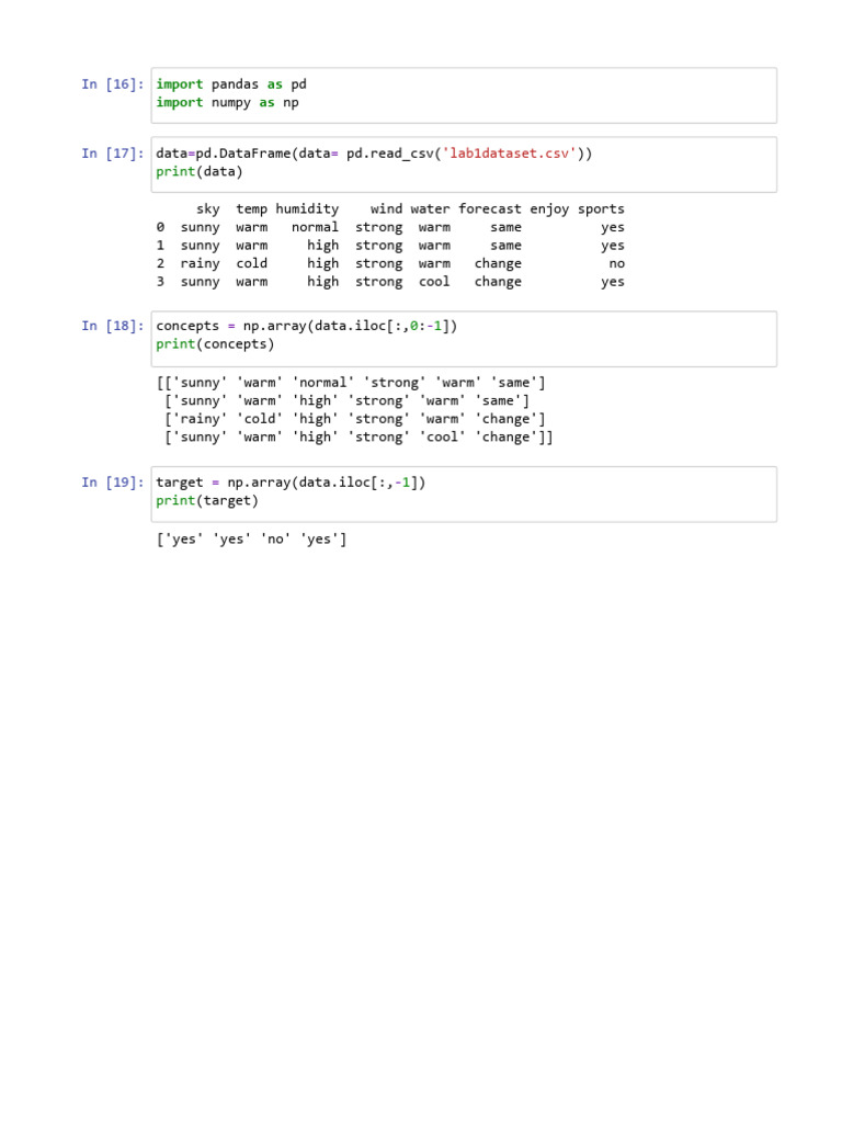 Candidate Elimination in Python | PDF | Computer Programming | Computing