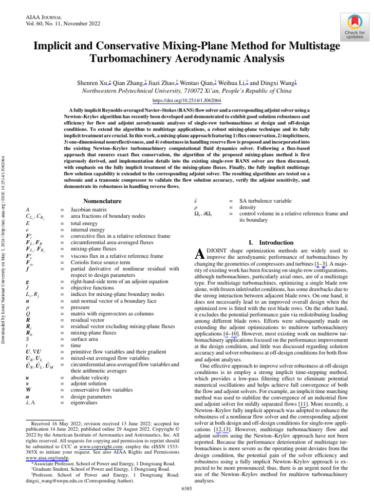 Implicit Mixing-Plane Method for Turbomachinery | PDF | Fluid Dynamics ...