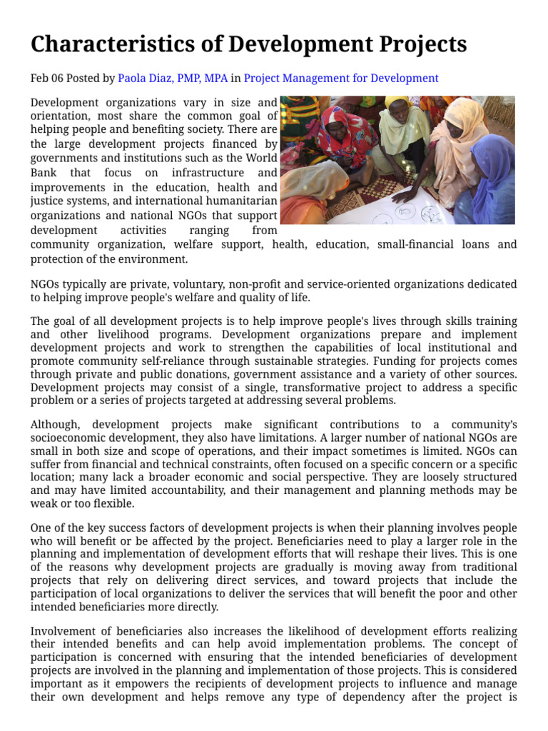 Characteristics of Development Projects | PDF | Non Governmental Organization | Welfare