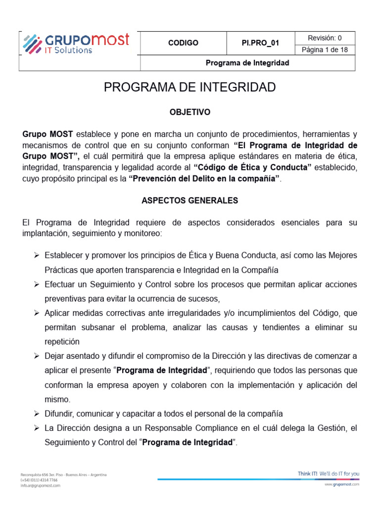 Programa-de-Integridad | PDF | Riesgo | Business