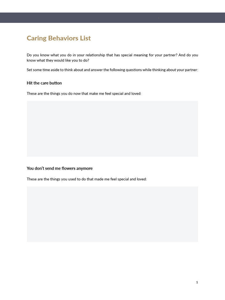 Caring Behaviors List | PDF | Wellness