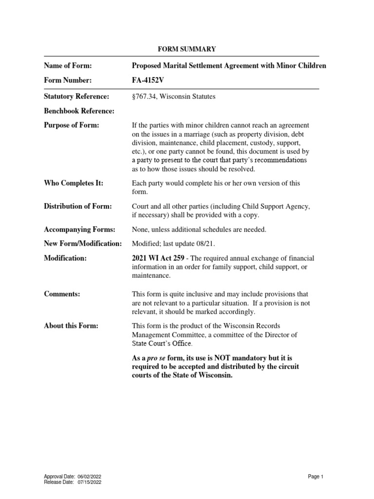 Marital Settlement Guide WI | PDF
