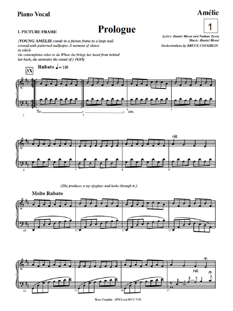 Amelie - Vocal Score | PDF