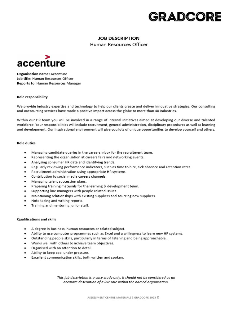 Accenture - Human Resources Officer | PDF