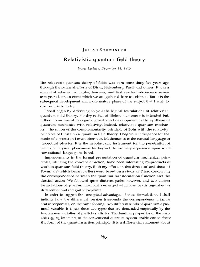 Fundamentos de la Teoría Cuántica Relativista | PDF