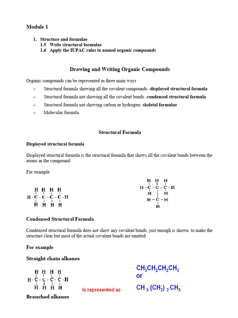 1.5-1.6structural Formula and IUPAC | PDF | Molecules | Alkane