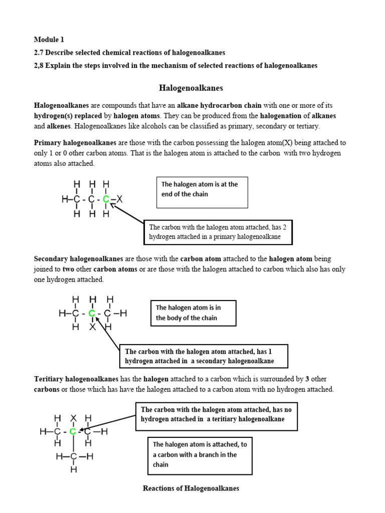 Halogenoalkanes | PDF | Chemical Reactions | Chemical Bond