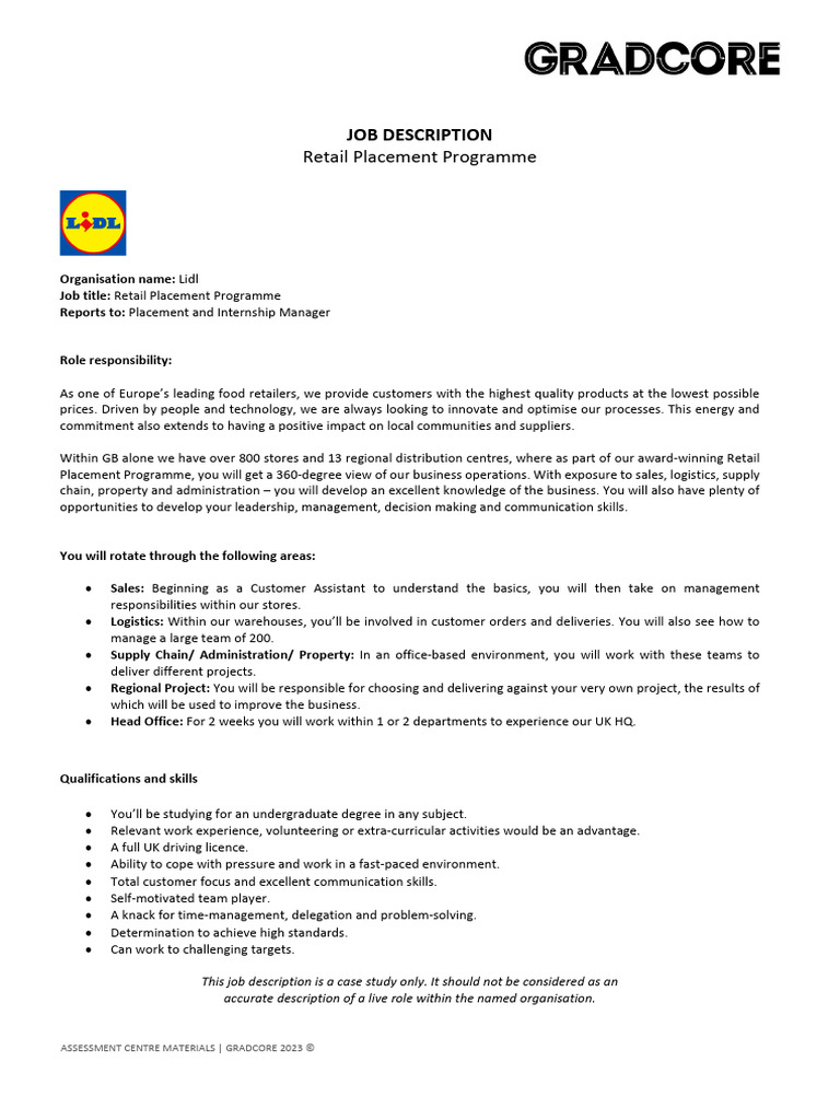 Lidl Retail Placement Overview | PDF | Retail | Supply Chain