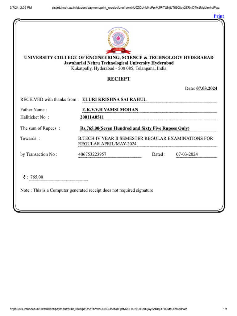 4-2 Exam Reciept | PDF