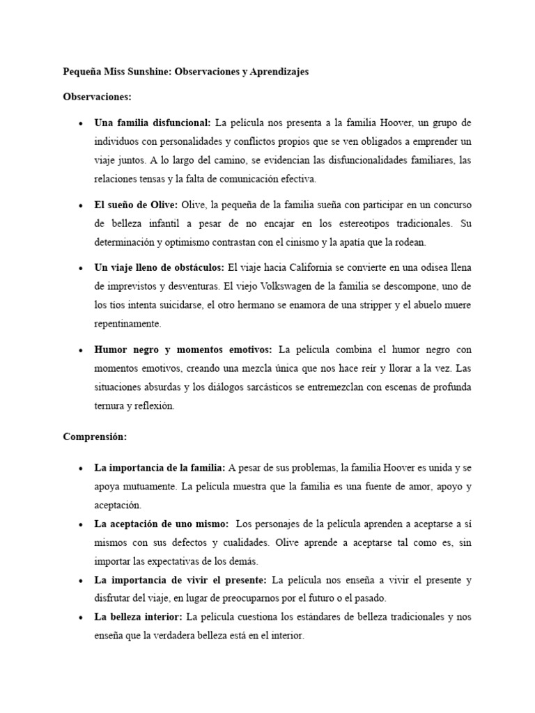 Pequeña Miss Sunshine | PDF | Humor | Belleza