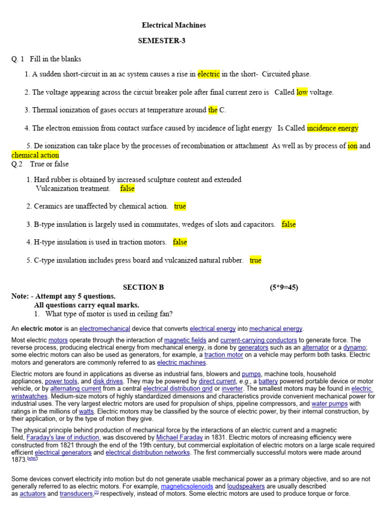 Electrical Machines | PDF | Electric Motor | Electromagnetic Induction