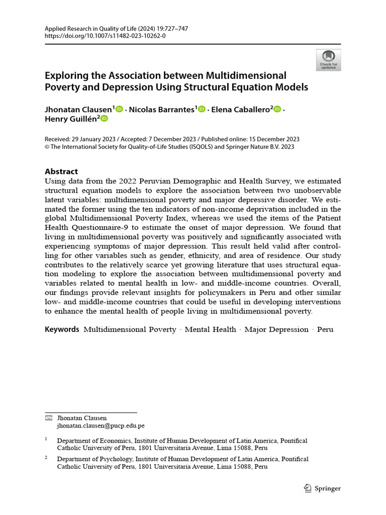 Exploring The Association Between Multidimensional Poverty and ...
