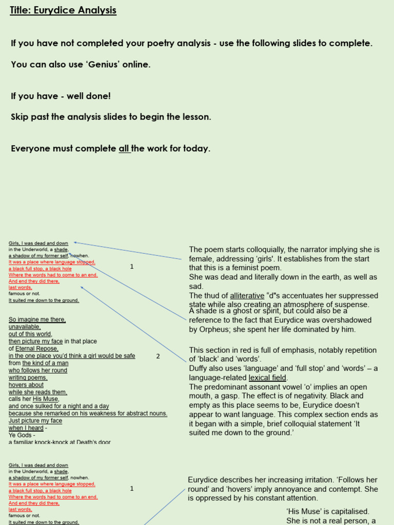 5.1. at Home - Eurydice Writing | PDF | Orpheus | Poetry