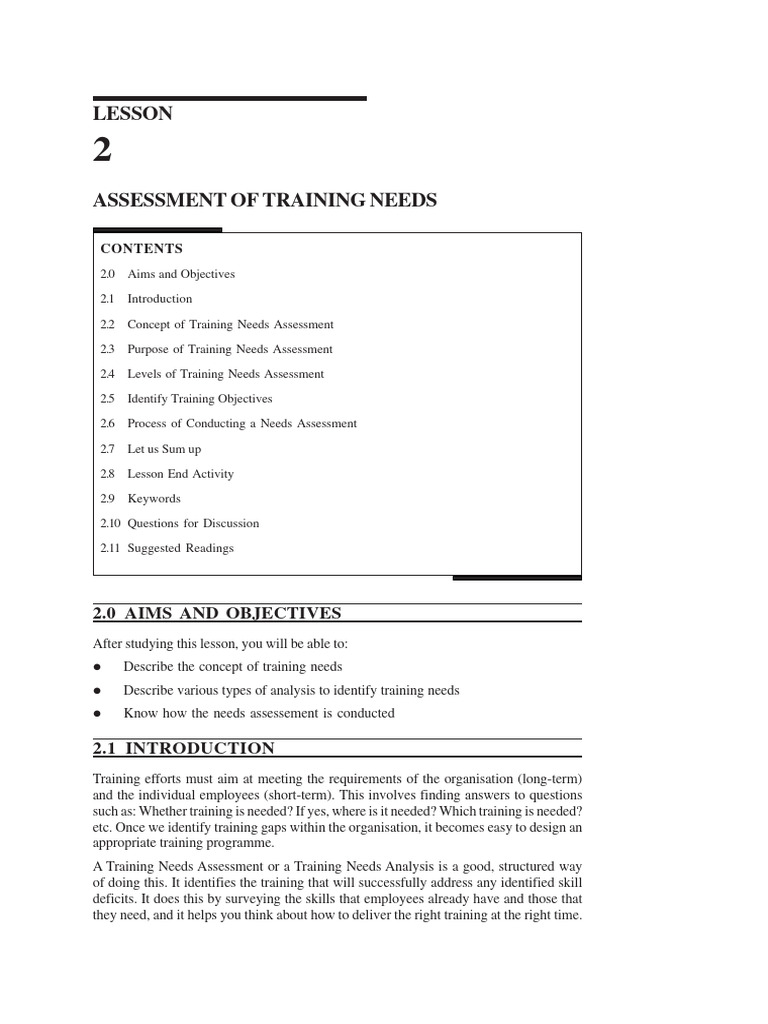 Lesson 02 | PDF | Needs Assessment | Survey Methodology