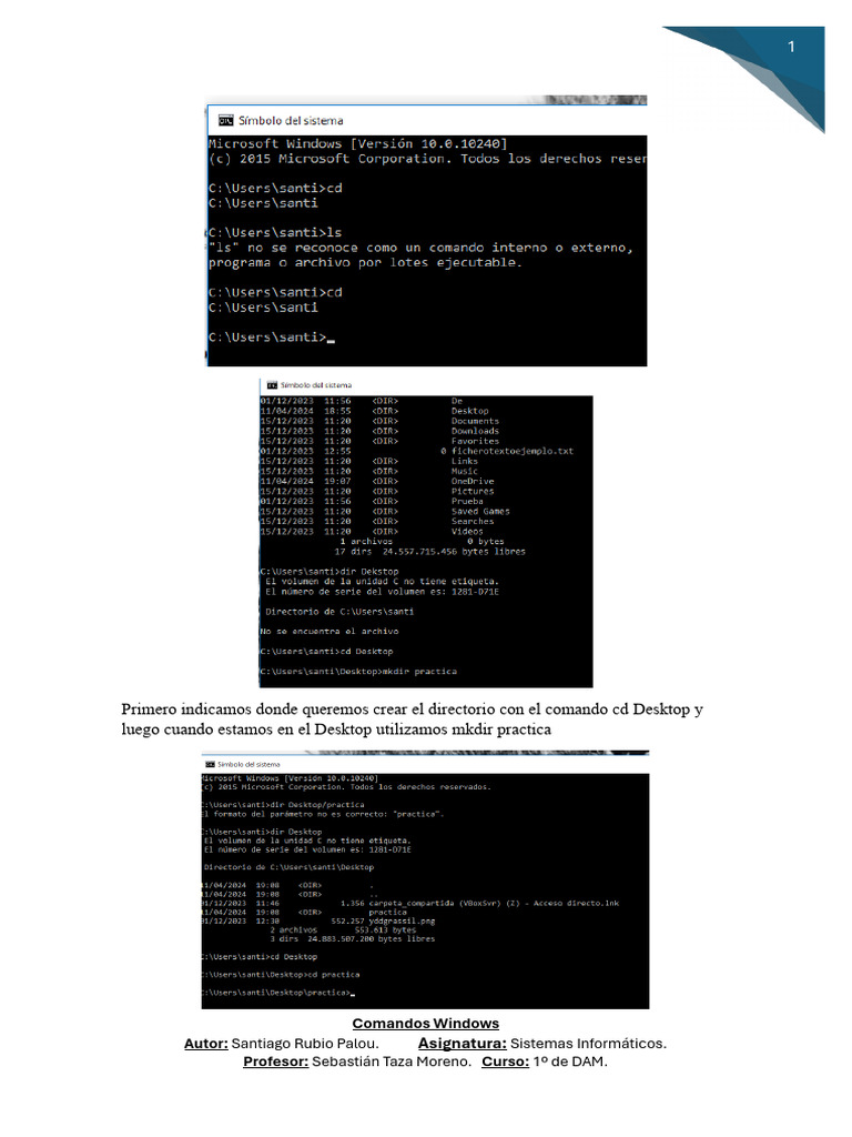 ComandosWindows SantiagoRubio | PDF | Directorio (Computación ...