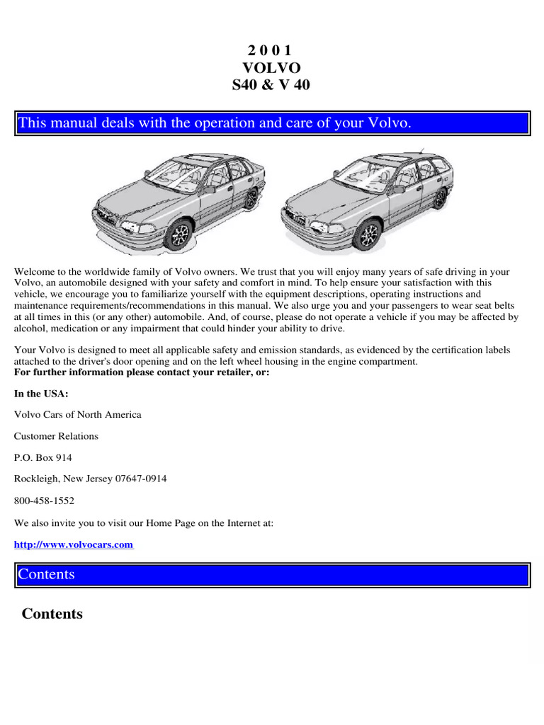 Manual de Usuario Volvo V40 (2001) (87 Páginas) | PDF | Technology ...