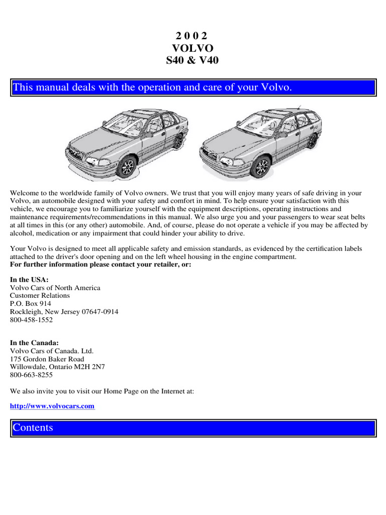 2002 Volvo S40 & V40 Owner's Manual | PDF