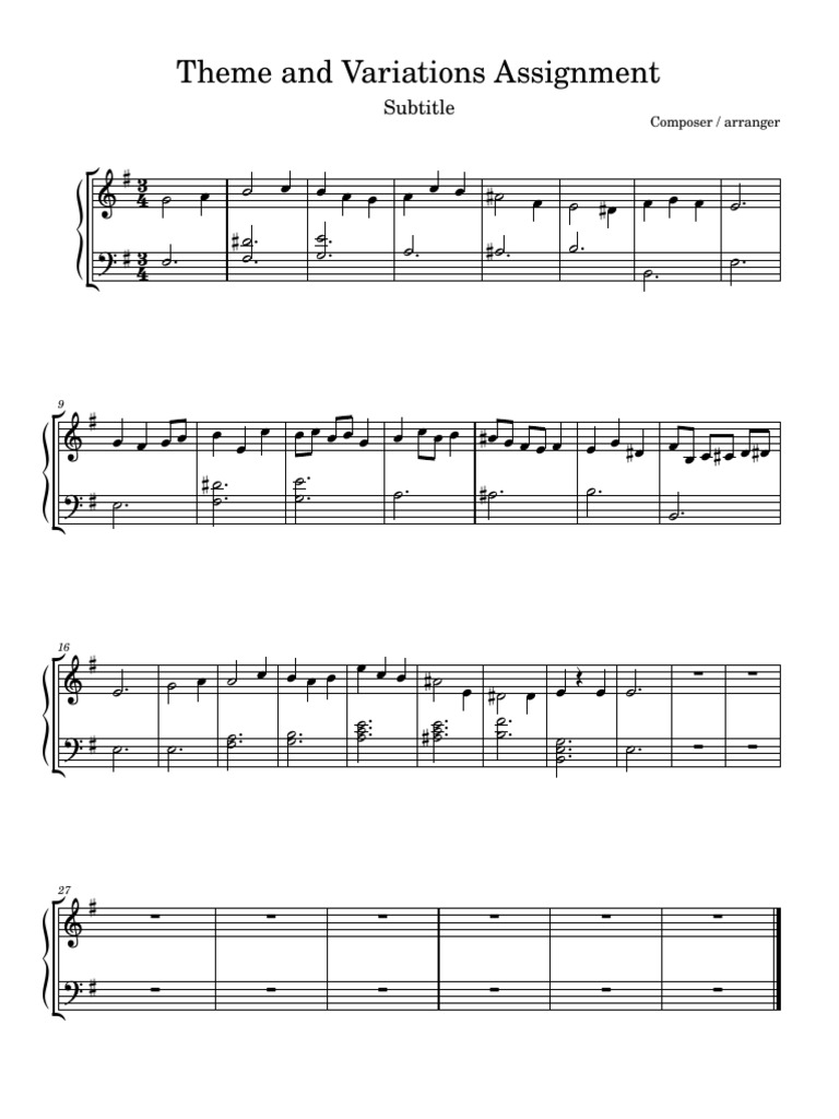 Theme and Variations Assignment Guide | PDF
