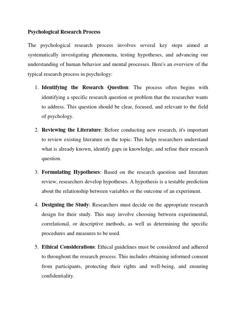 Steps in the Psychological Research Process | PDF | Scientific Method ...