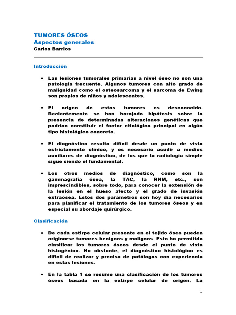 TUMORES OÌ SEOS Clase 1 y 2. | PDF | Hueso | Biopsia