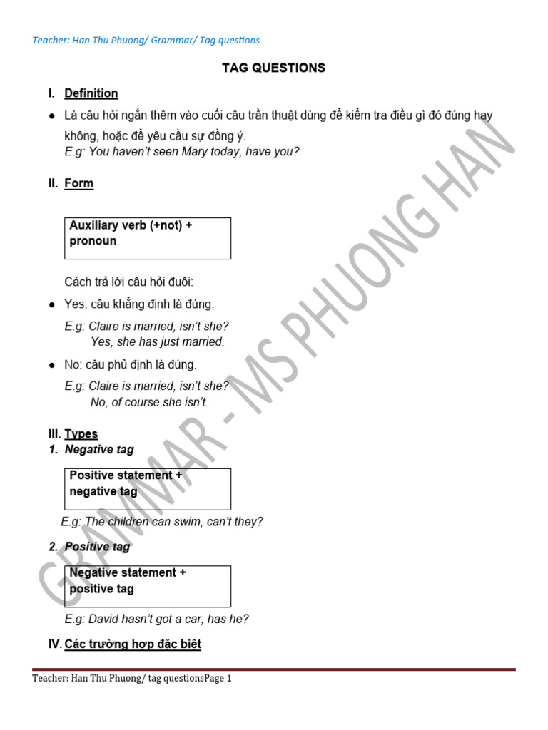 Understanding Tag Questions in English | PDF | Language Arts & Discipline