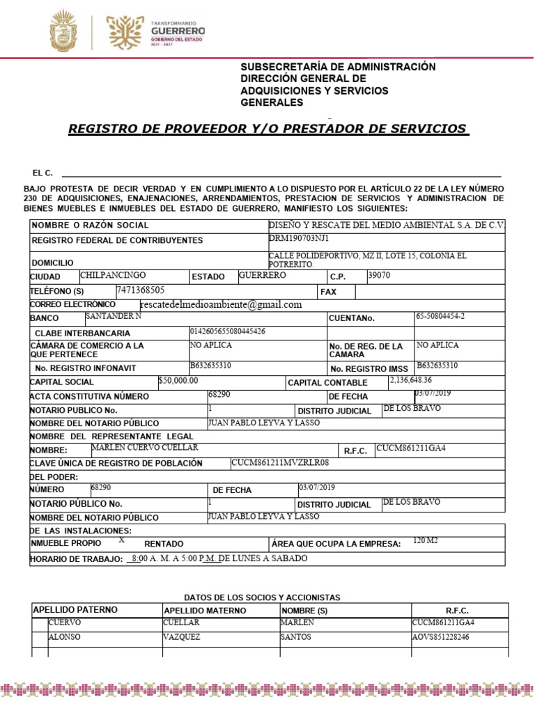 Formato de Solicitud Alta de Proveedor | PDF