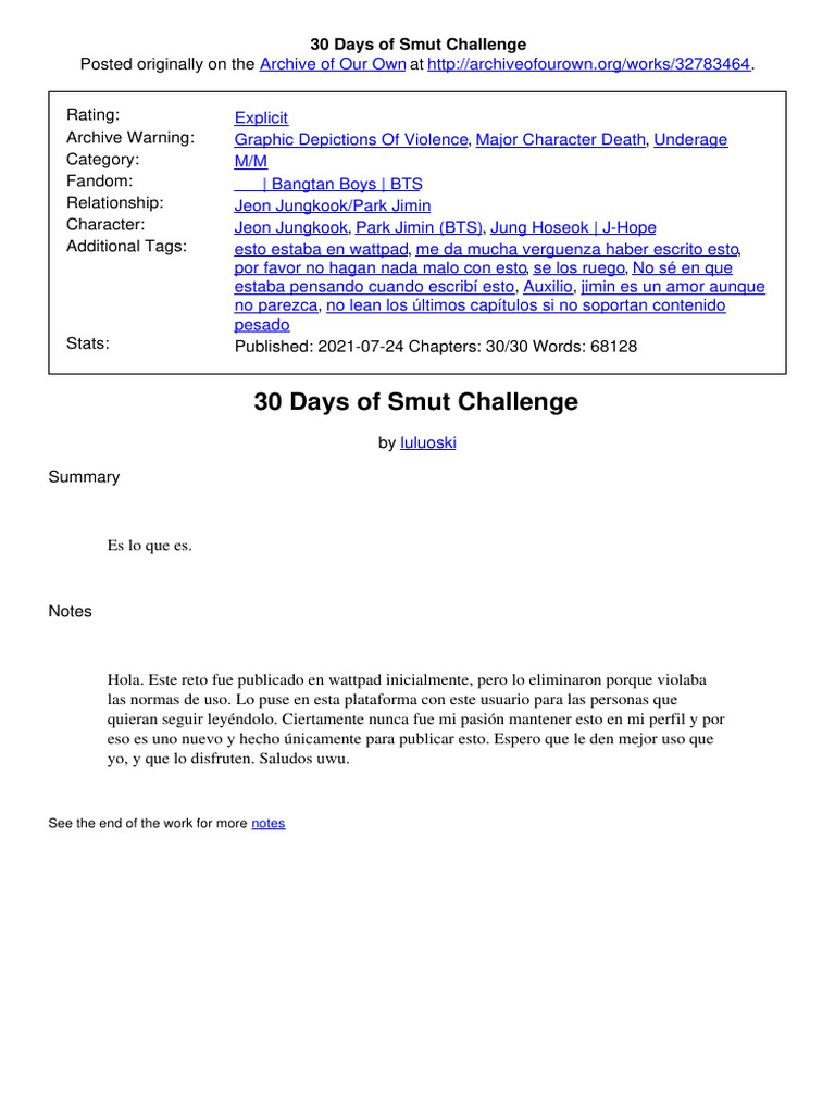 30 Days of Smut | PDF | Masturbación | Amor