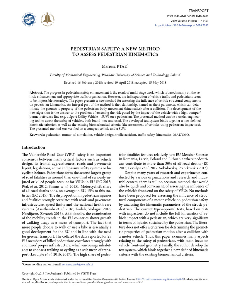 Pedestrian Safety A New Method To Assess Pedestria | Download Free PDF ...