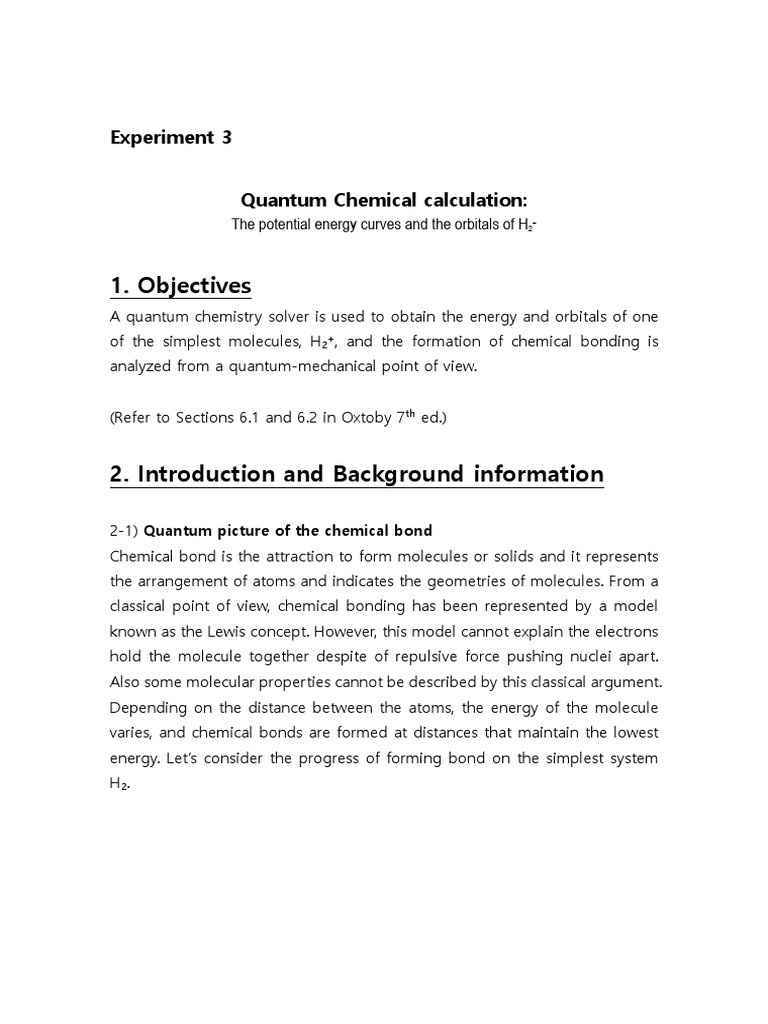 Exp3 Quantum Chemical Calculation - Manual | PDF | Chemical Bond ...