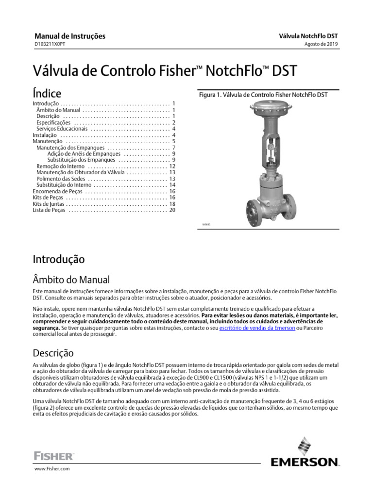 Manuals Guides Válvula de Controlo Fisher Notchflo DST Fisher Notchflo DST Control Valve ...