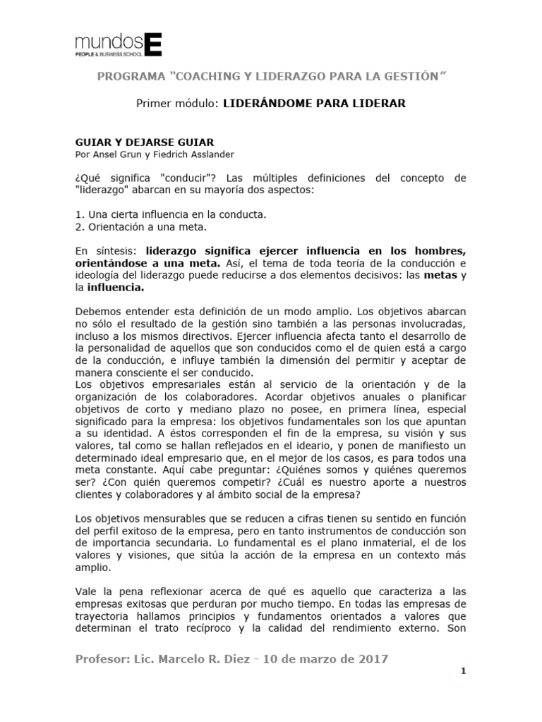 Programa C y L Carpeta Lidearme P Lid Mod 1 | PDF | Liderazgo | Mente
