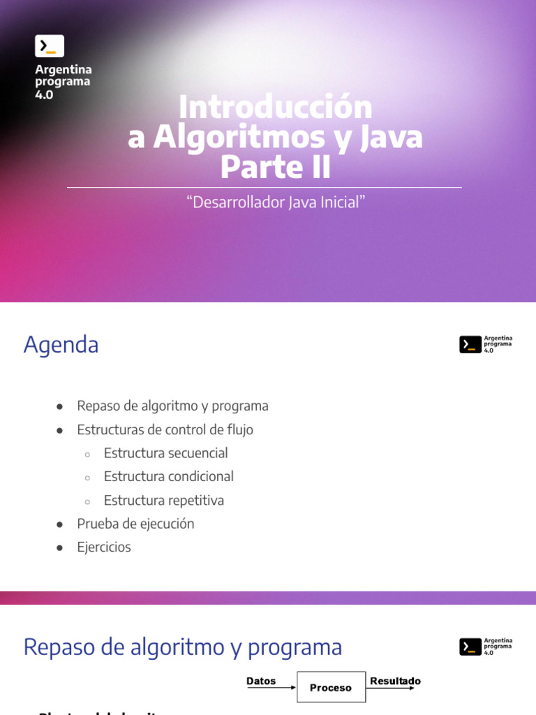Clase 2 - Introduccion A Algoritmos y Java - Parte 2 | PDF | Programa de computadora | Programación