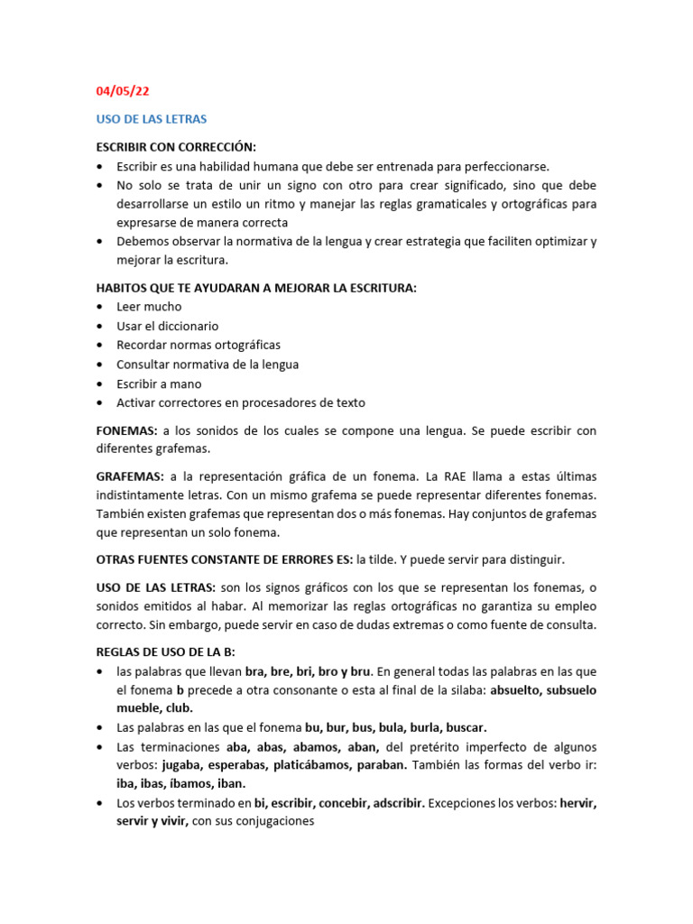 Reglas ortográficas y escritura correcta | PDF | Hablar en público ...